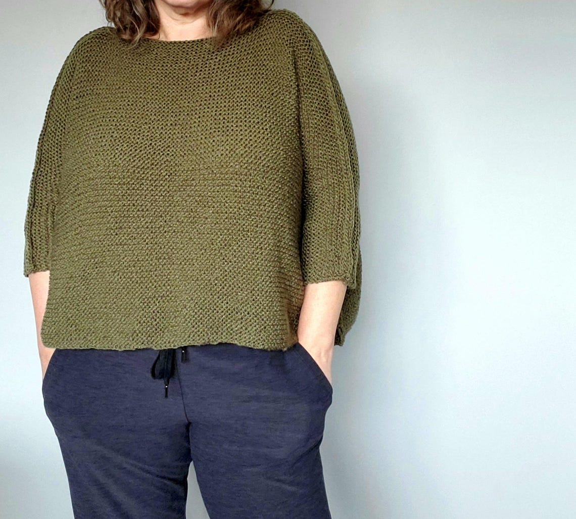 Boxy Knit Sweater Pattern: Reversible Cropped Design (PDF Pattern) - Etsy