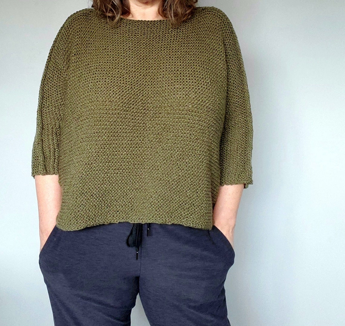 Boxy Knit Sweater Pattern: Reversible Cropped Design (PDF Pattern) - Etsy