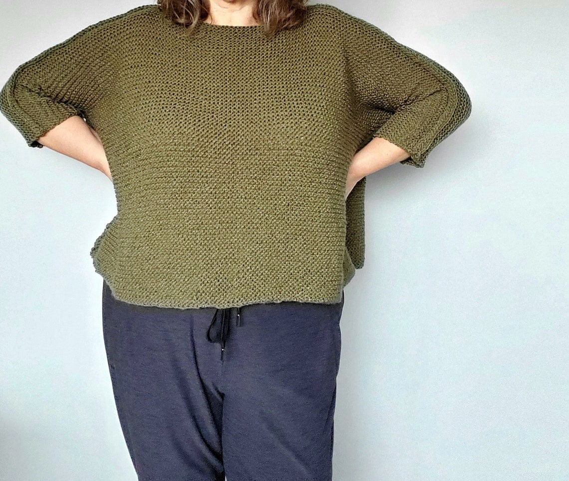 Boxy Knit Sweater Pattern: Reversible Cropped Design (PDF Pattern) - Etsy