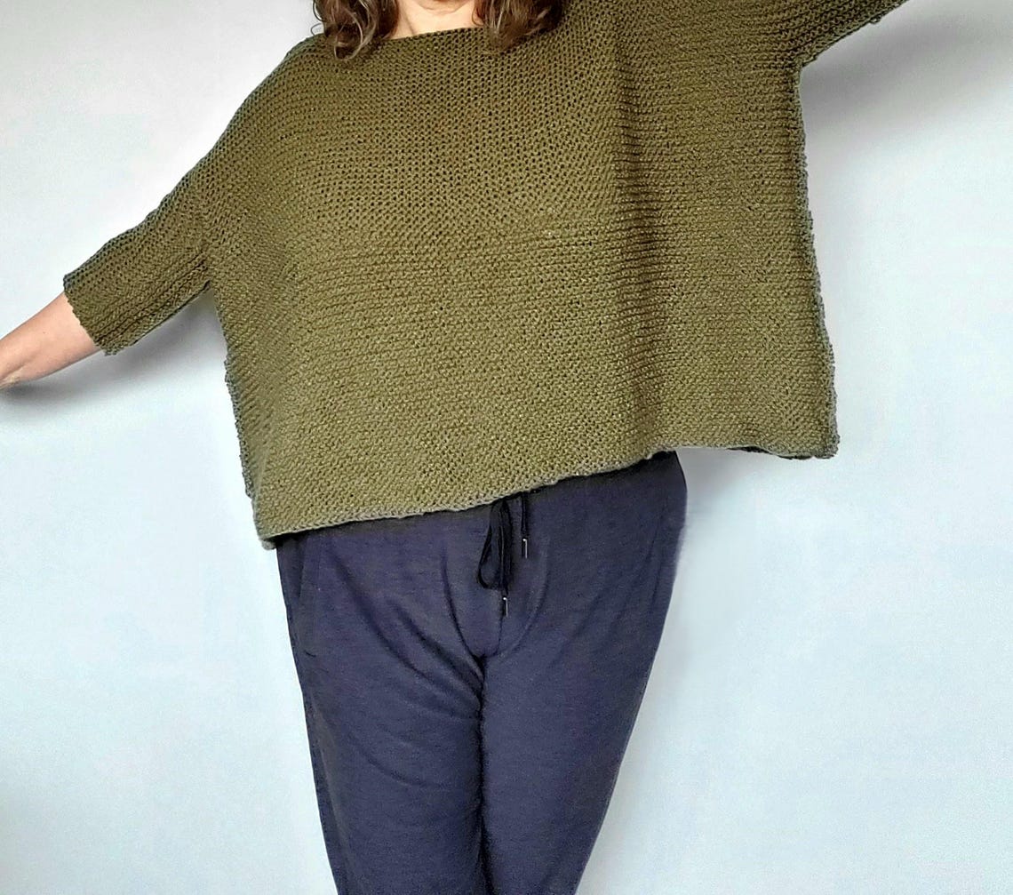 Boxy Knit Sweater Pattern: Reversible Cropped Design (PDF Pattern) - Etsy