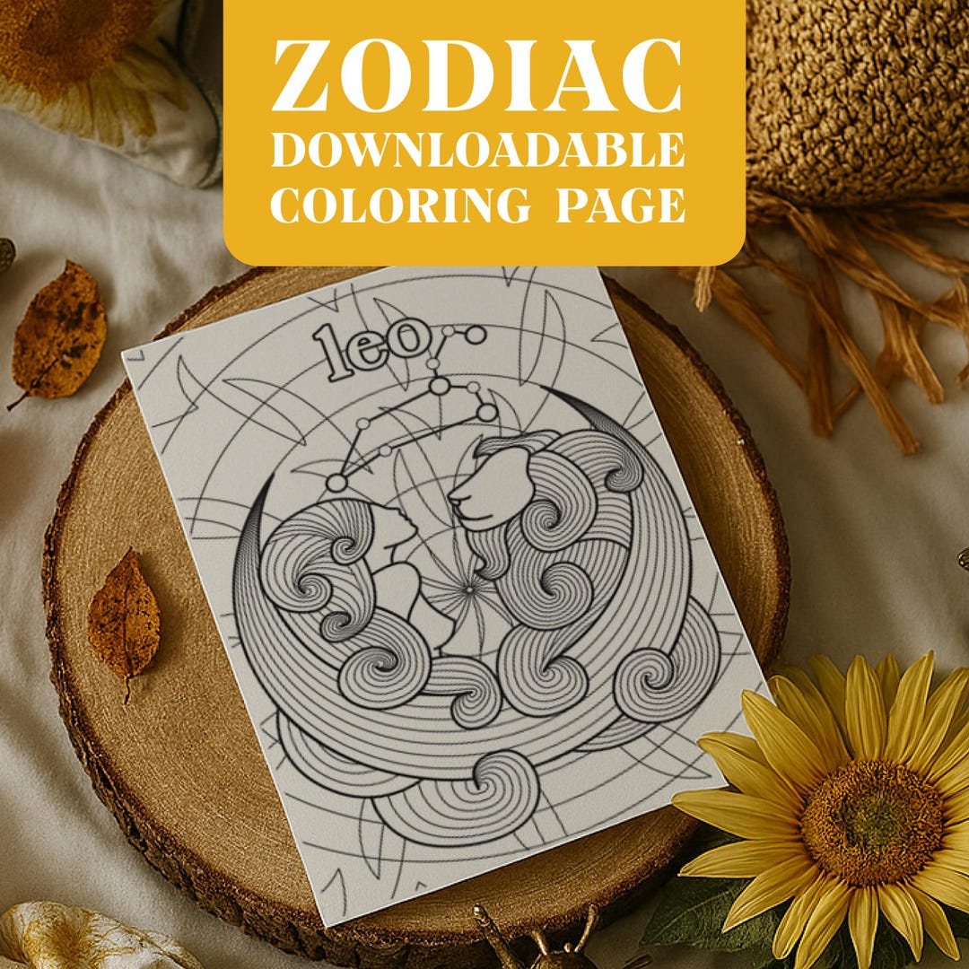 Leo Zodiac Coloring Page: Printable Astrology Art (a4/a3/letter ...