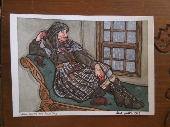 Dark Cottagecore Vampire Watercolor Illustration warm - Etsy