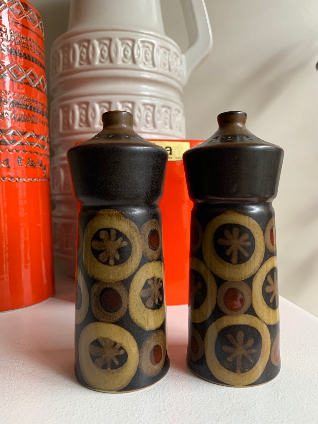 Iconic Mid Century Denby Arabesque Salt and Pepper Shakers 1960s Retro ...