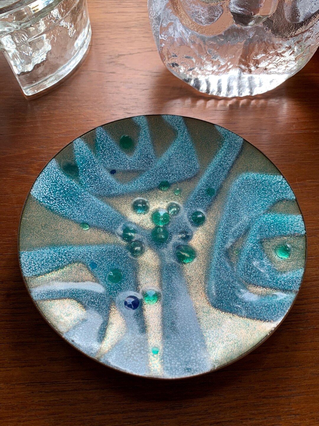 Mid Century Modern Enamel Trinket Dish Beautiful Abstract Design - Etsy
