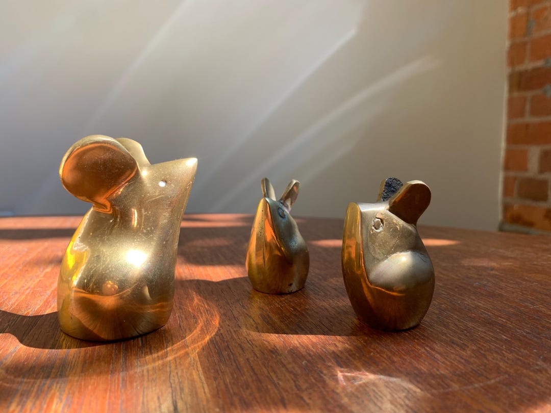 Cute Vintage Brass Mouse Family Korea 1970s Mice - Etsy