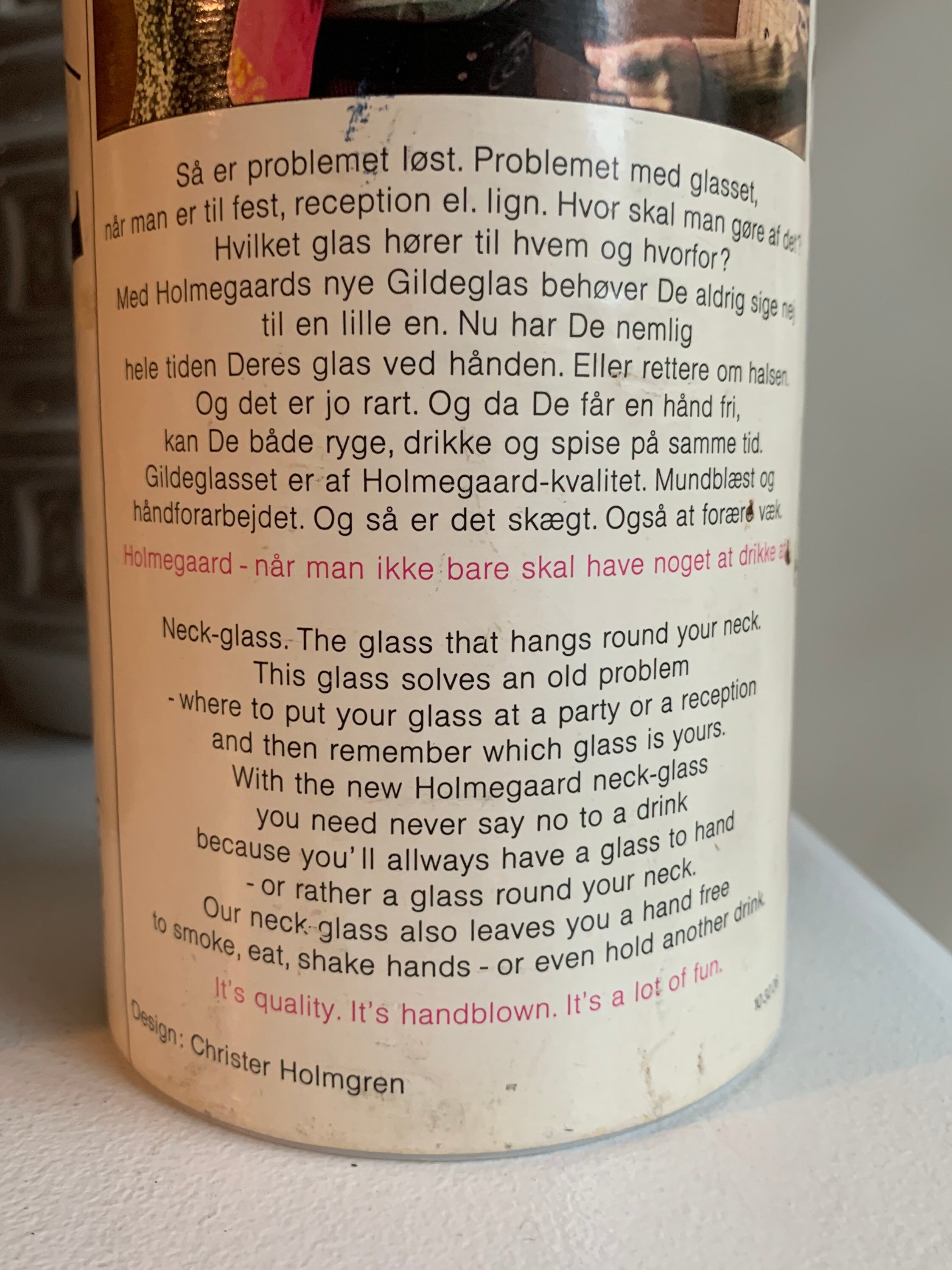 Holmegaard 1970’s Neck Glass Hanging Wine Glass Original Packaging DEN ...