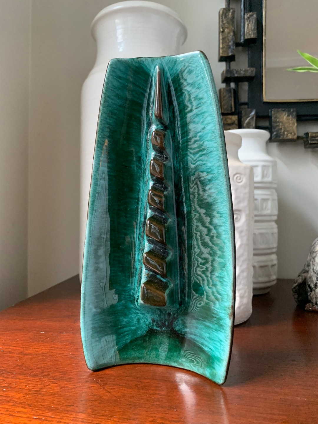 Evangeline Art Pottery Surfboard Ashtray Drippy Glaze Canada CAN - Etsy
