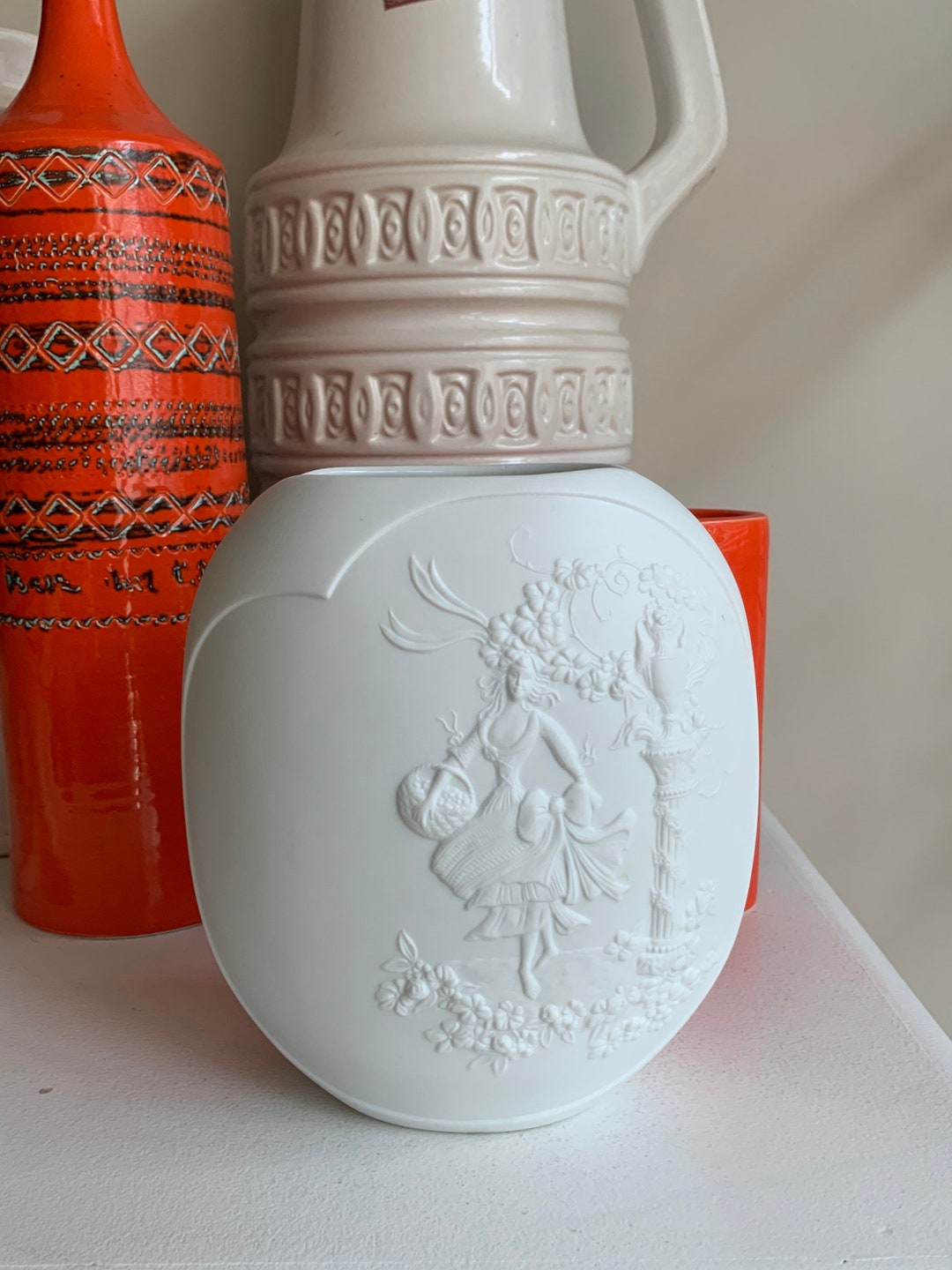 Large Kaiser Porcelain Vase Designer M Frey Signed Fairytale Scene ...