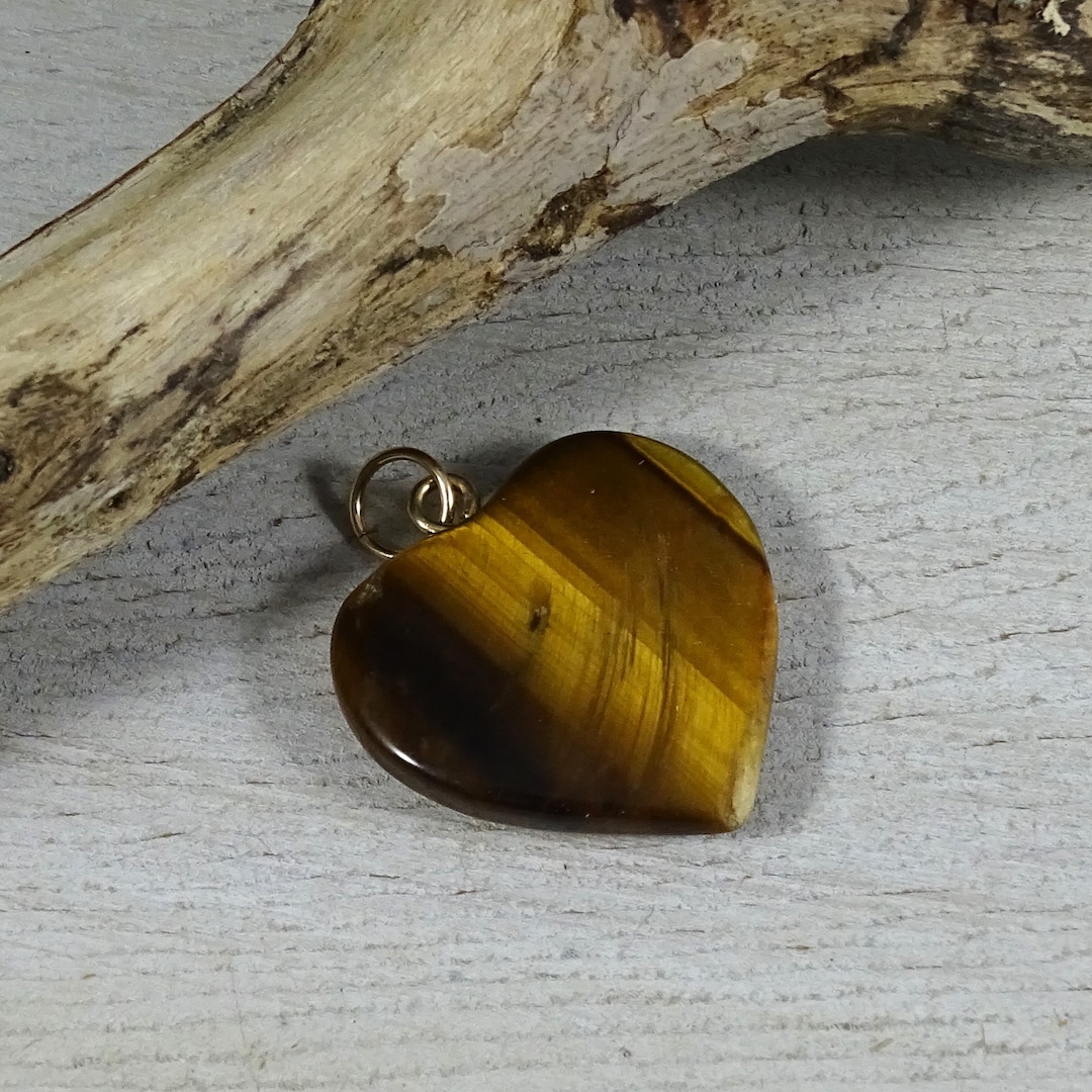 Tiger Eye Heart Necklace Tigers Eye Pendant 14k Gold Heart Pendant ...