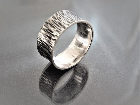 Wood Ring/Tree Bark Textured Ring/Nature Wedding Band/Wood | Etsy