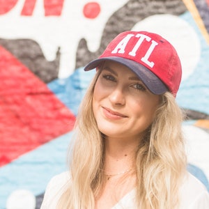 Red With White ATL Letters and Navy Bill Handmade Atlanta ATL Baseball ...