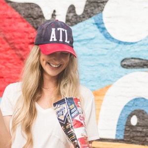 Navy With White ATL Letters and Red Bill Handmade ATL Atlanta Baseball ...