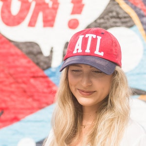 Red With White ATL Letters and Navy Bill Handmade Atlanta ATL Baseball ...