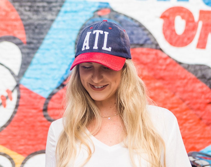 Navy With White ATL Letters and Red Bill Handmade ATL Atlanta - Etsy