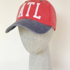 Red With White ATL Letters and Navy Bill Handmade Atlanta ATL Baseball ...
