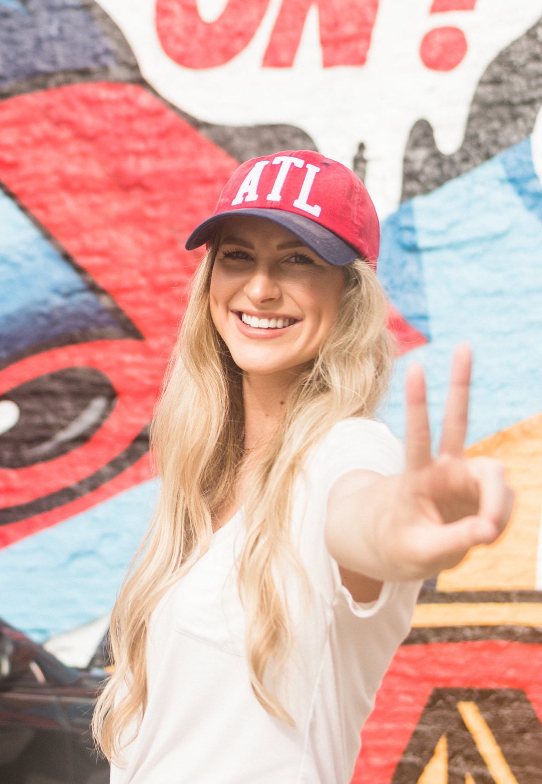 Red With White ATL Letters and Navy Bill Handmade Atlanta ATL Baseball ...