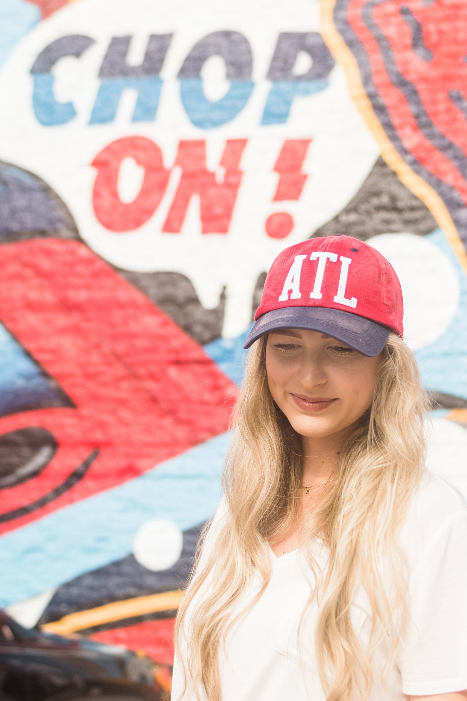 Red With White ATL Letters and Navy Bill Handmade Atlanta ATL Baseball ...