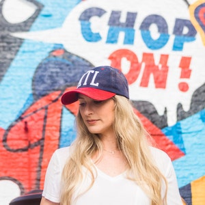 Navy With White ATL Letters and Red Bill Handmade ATL Atlanta Baseball ...