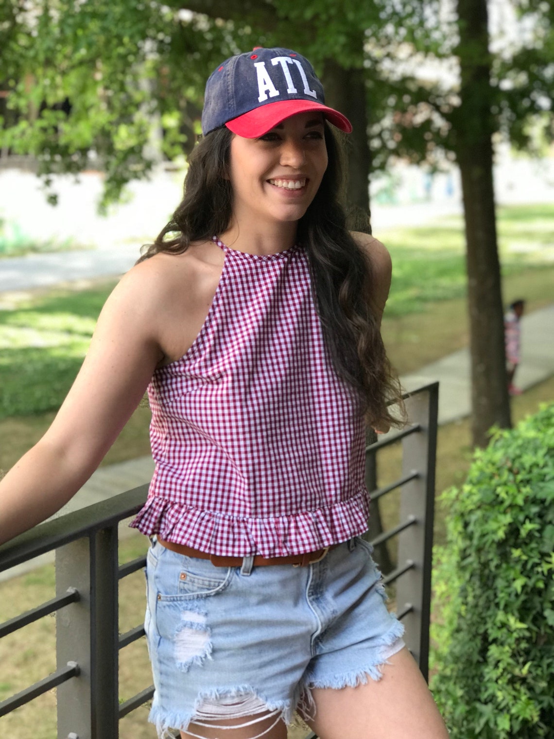 Navy With White ATL Letters and Red Bill Handmade ATL Atlanta | Etsy