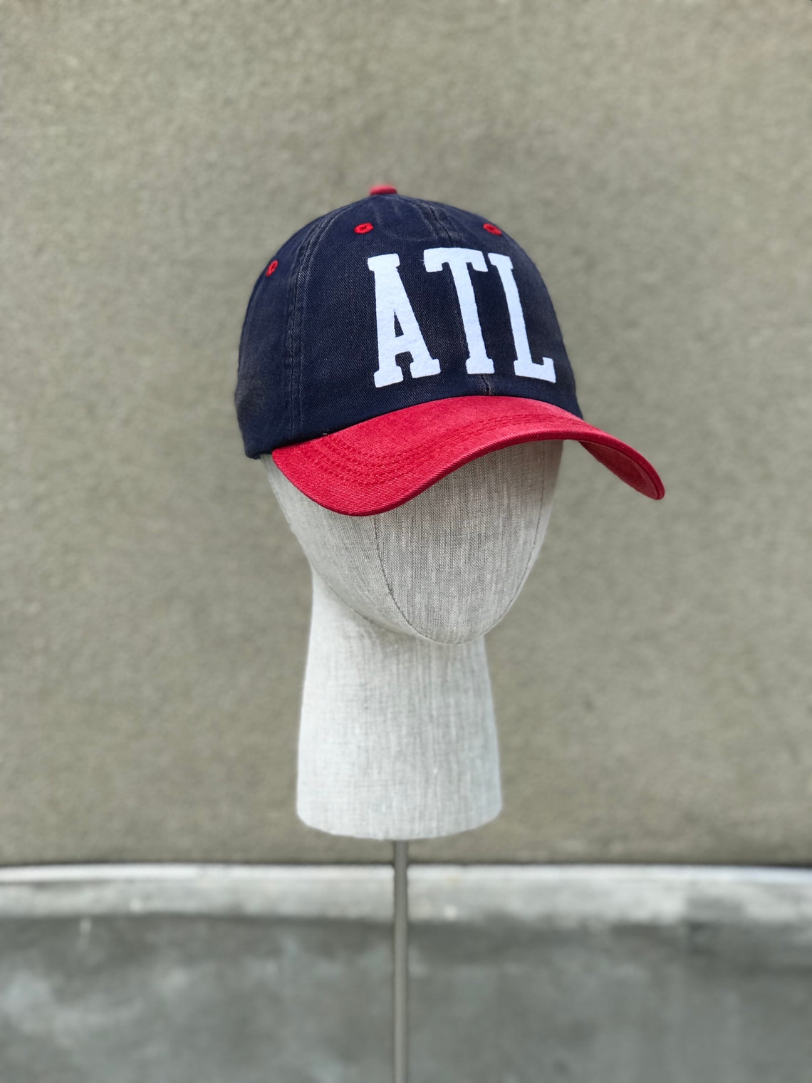 Navy With White ATL Letters and Red Bill Handmade ATL Atlanta | Etsy