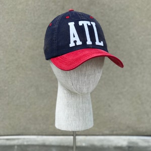 Navy With White ATL Letters and Red Bill Handmade ATL Atlanta Baseball ...