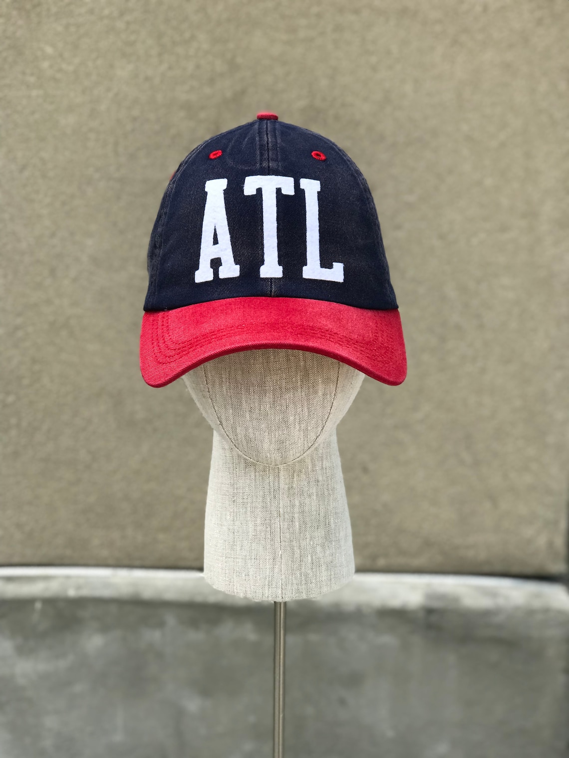 Navy With White ATL Letters and Red Bill Handmade ATL Atlanta | Etsy