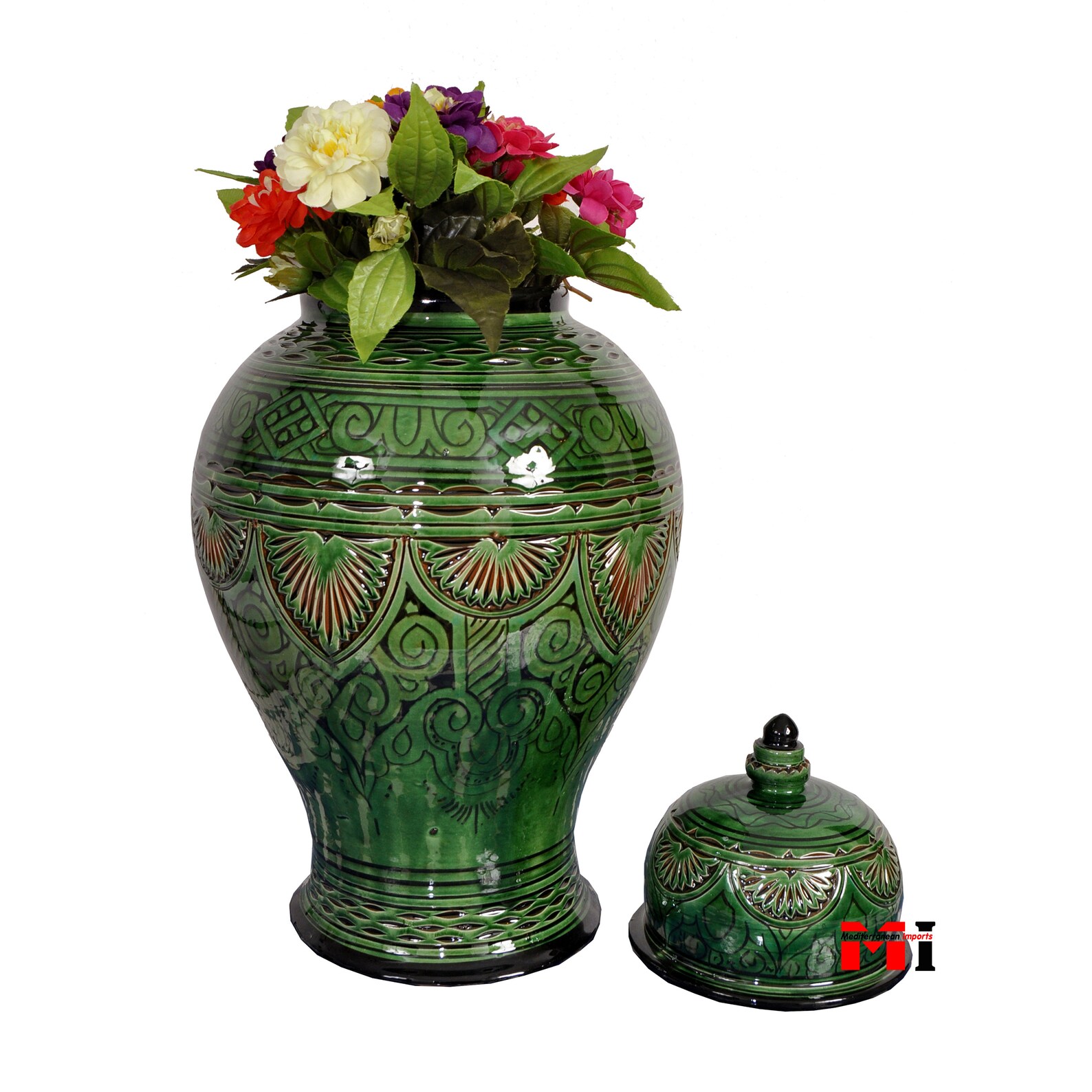 AMIRA Oversized Engraved 20 Inch Moroccan Ceramic Floor Vase by ...