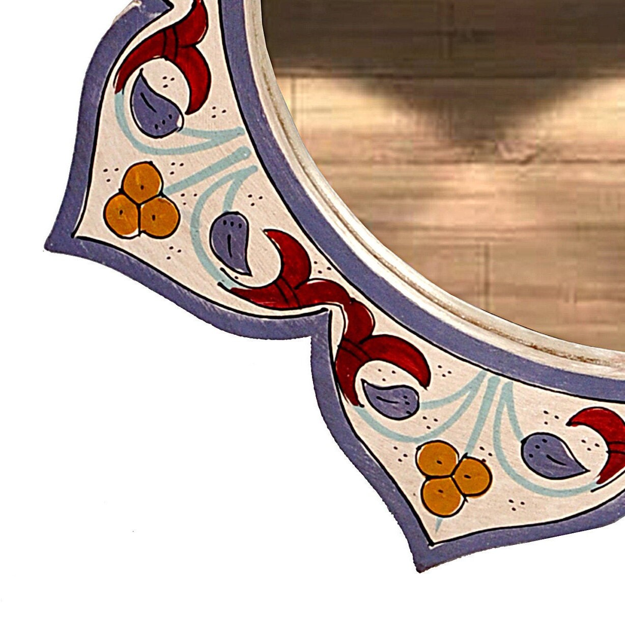 Arabesque Wooden Mirror Hand Painted Moroccan by Mediterranean - Etsy