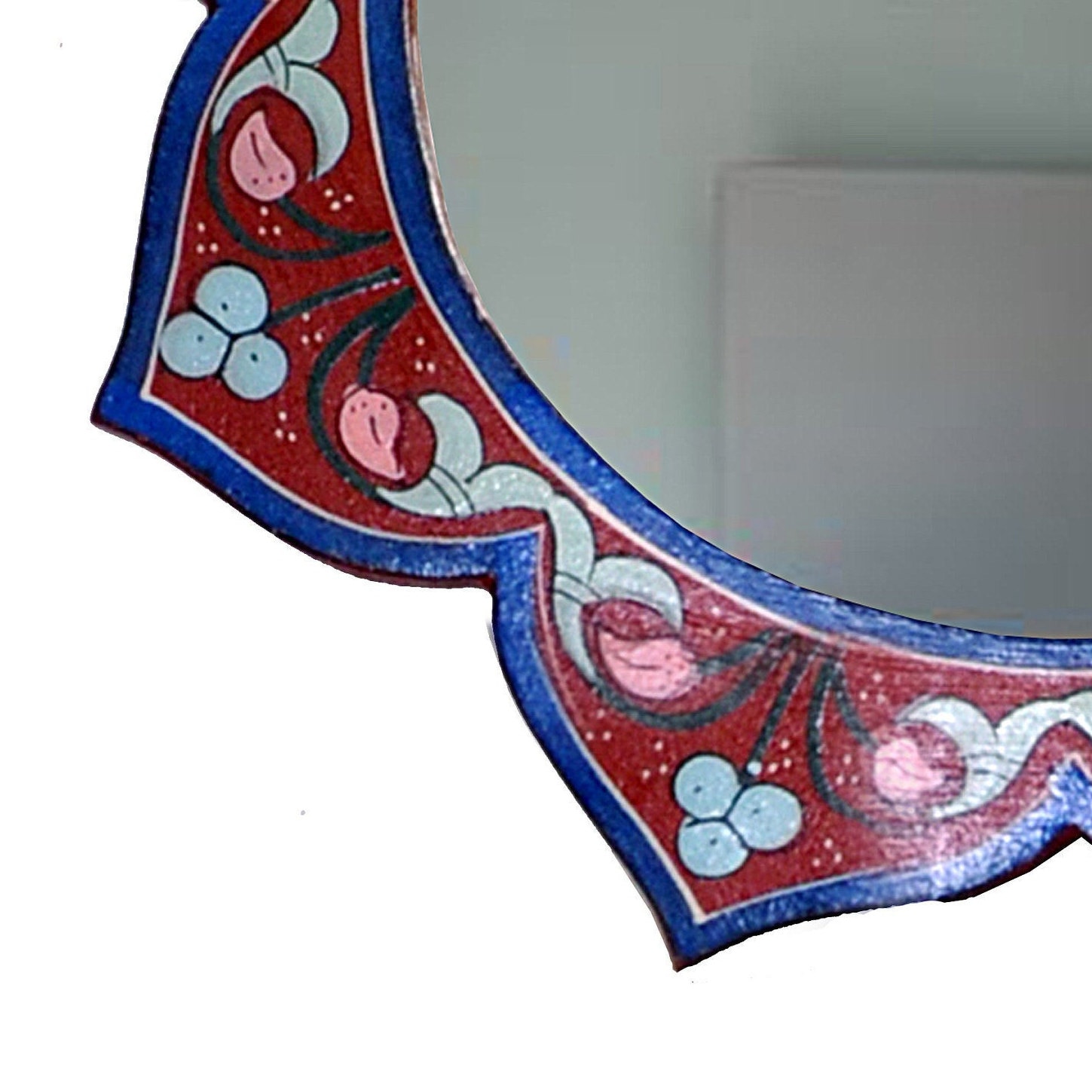 Arabesque Wooden Mirror Hand Painted Moroccan by Mediterranean - Etsy
