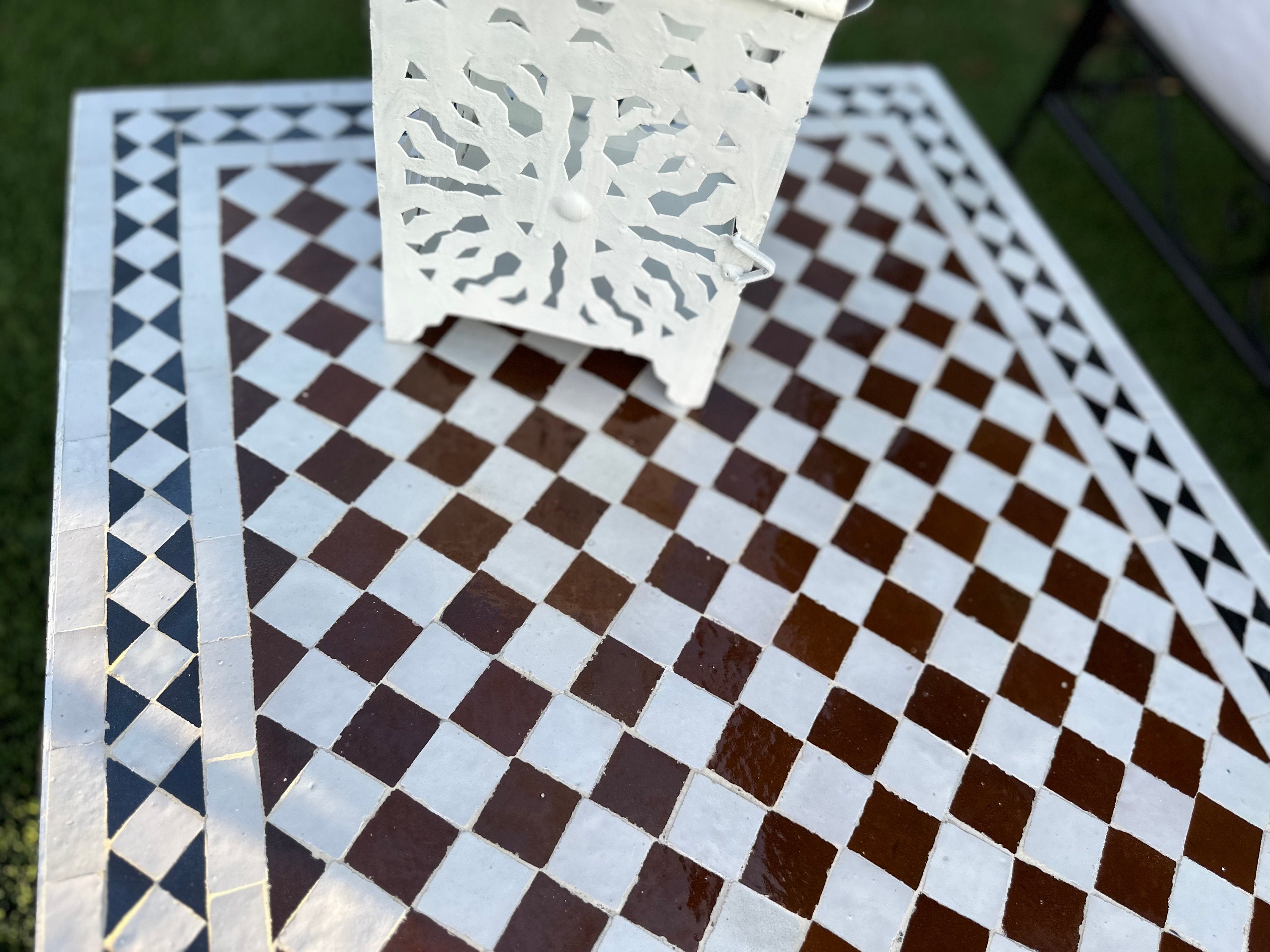 Zara Indoor/outdoor Authentic Moroccan Mosaic Zellige & Iron Coffee ...