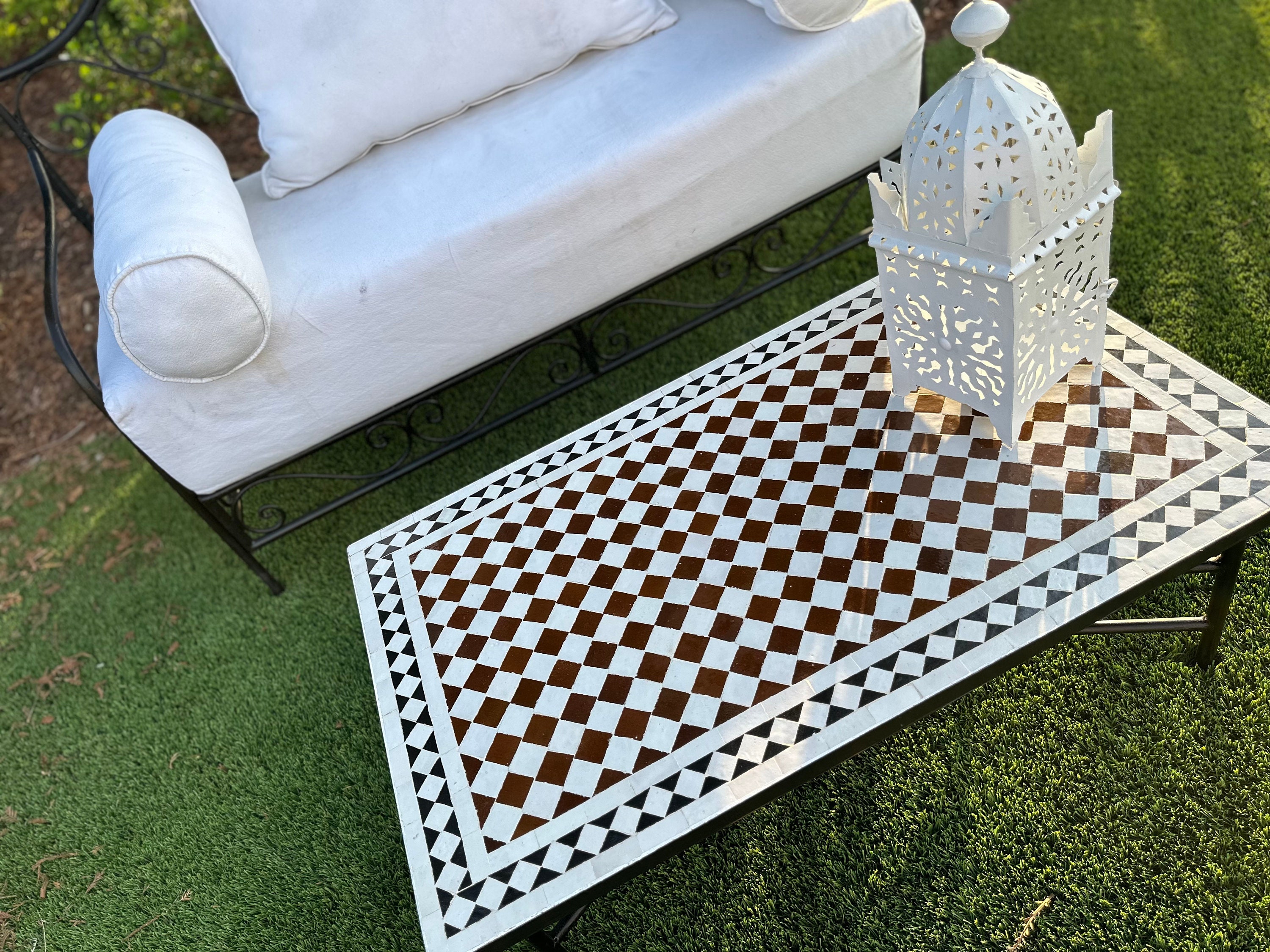 Zara Indoor/outdoor Authentic Moroccan Mosaic Zellige & Iron Coffee ...