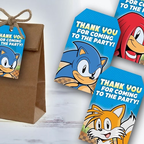 Sonic Thank You Tags Digital Printable Sonic the Hedgehog - Etsy Canada