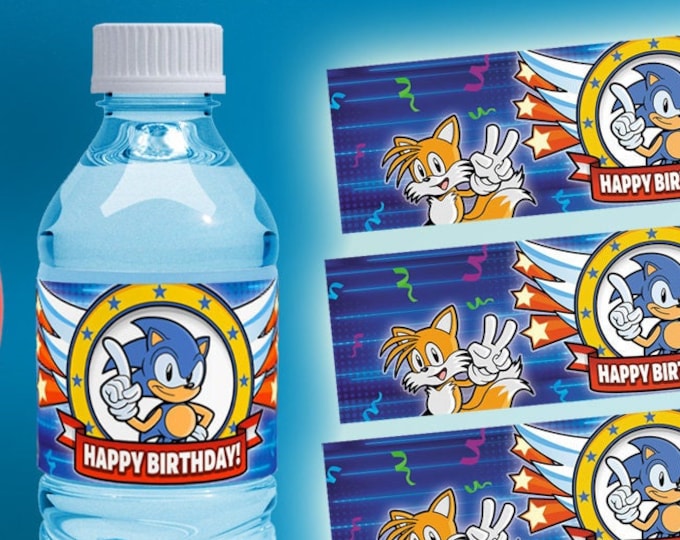 DIGITAL Printable File Sonic Water Bottle Labels for 500ml Bottles ...