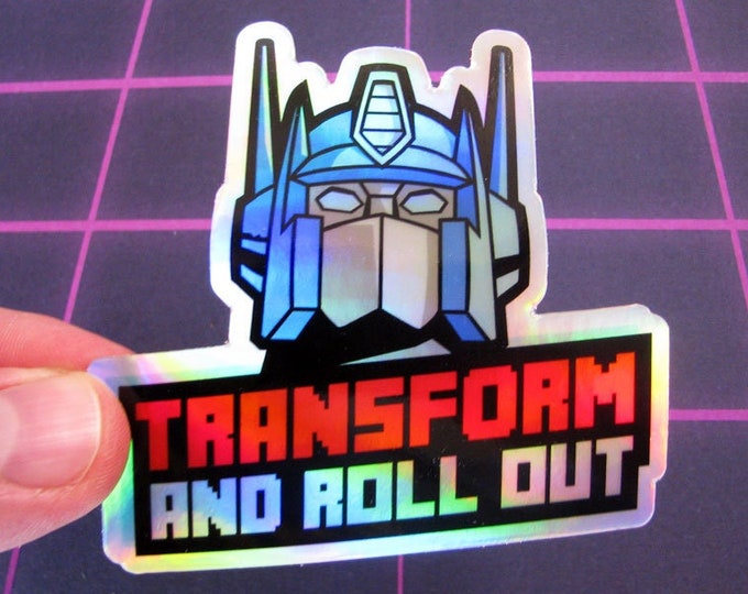 Optimus Prime Holographic Sticker - Transformers Roll Out Die Cut Decal ...