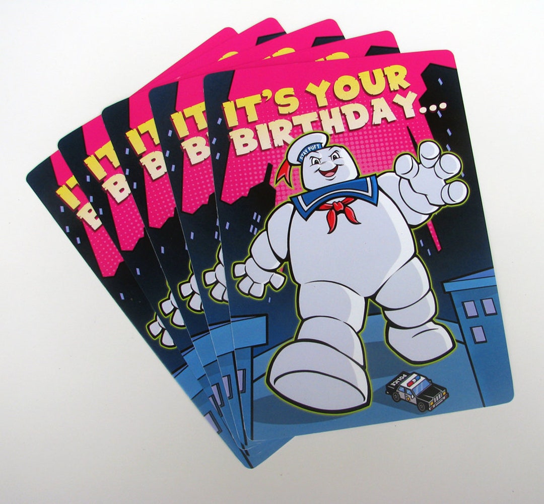 Ghostbusters 5x7" Flat Birthday Cards Set of 5 - Featuring Slimer ...