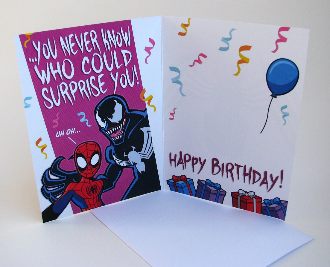 Venom Birthday Card - Professional Quality Marvel Comics Greeting Card ...