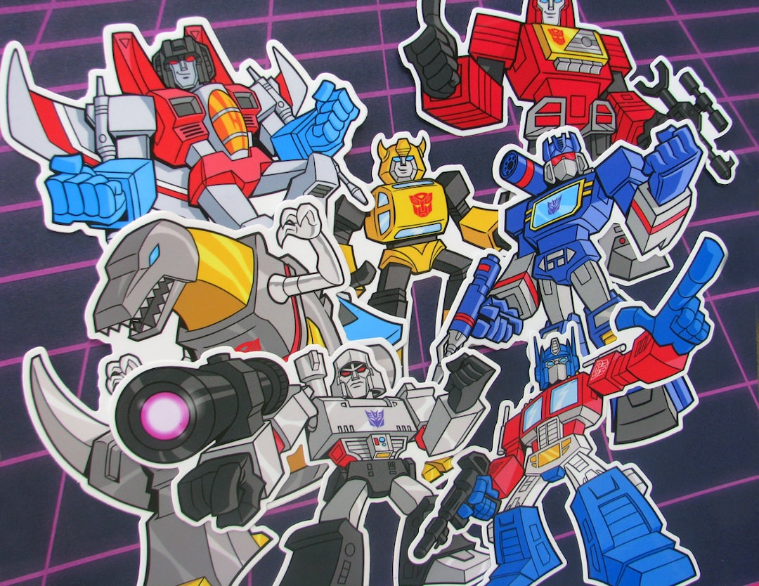 Transformers Vinyl Sticker Set of 7 - Optimus Prime Megatron Starscream ...