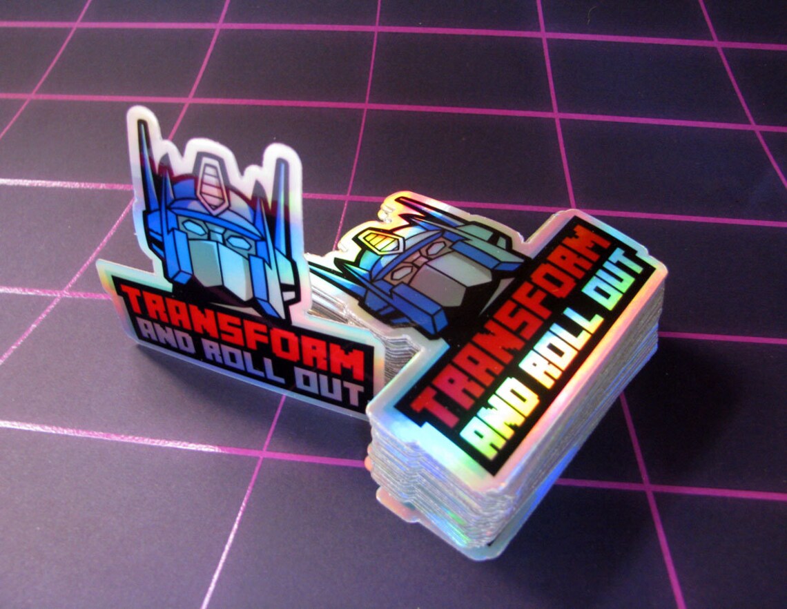 Holographic Optimus Prime Sticker – Transformers Roll Out Die Cut Decal ...