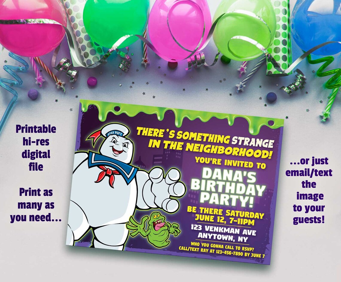 Ghostbusters Printable Birthday Invitation Personalized for | Etsy