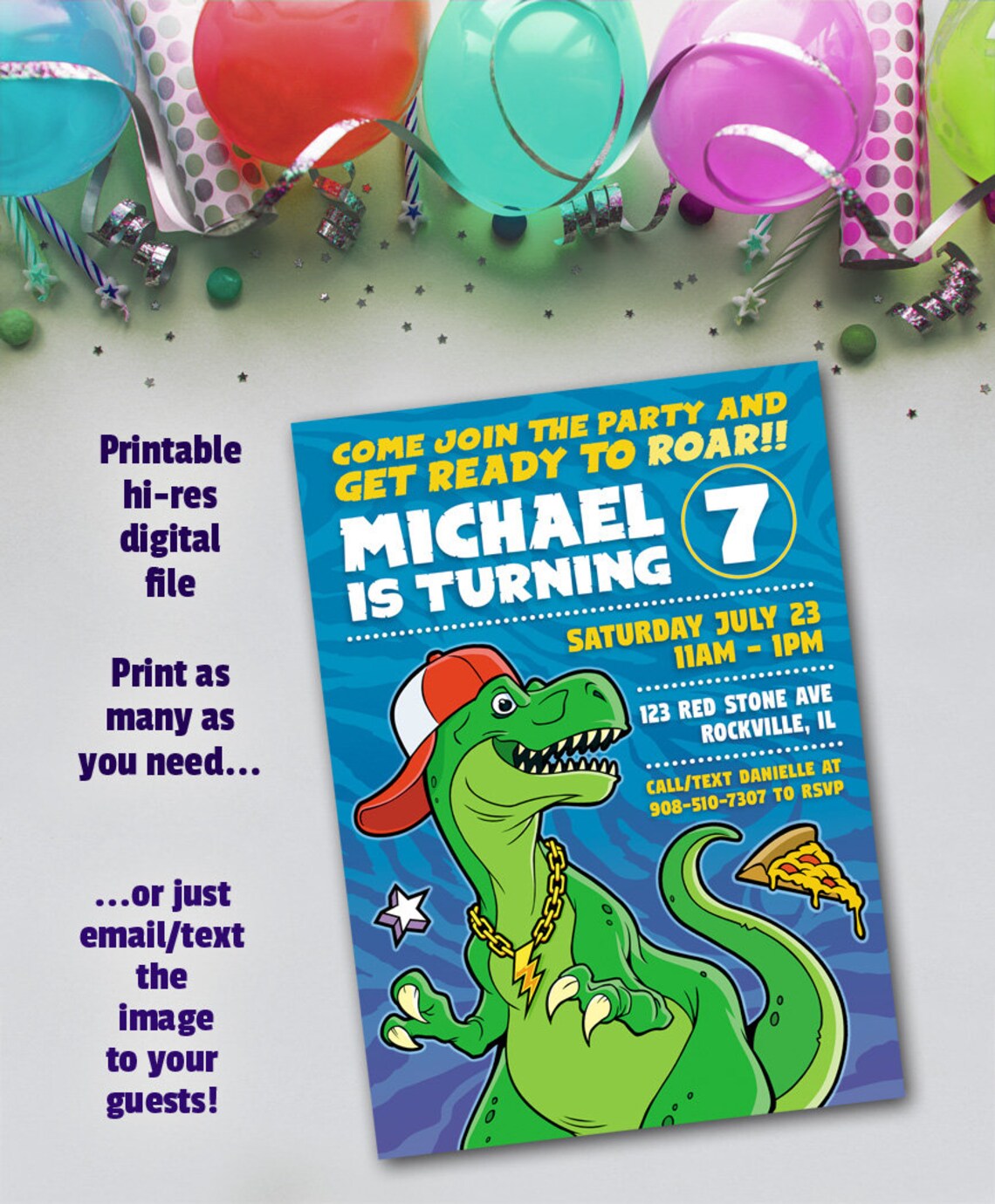 T-rex Birthday Invitation – Personalized Dinosaur Party, Custom ...