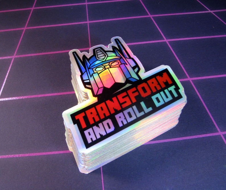 Optimus Prime Holographic Sticker - Transformers Roll Out Die Cut Decal ...