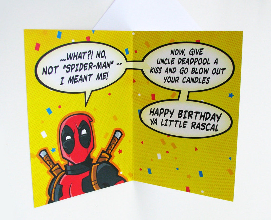 Deadpool Birthday Card Marvel Comics Professional Quality - Etsy Canada
