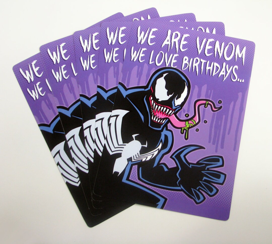 Venom 5x7" Flat Birthday Cards Set of 5 - Funny Professional Quality ...