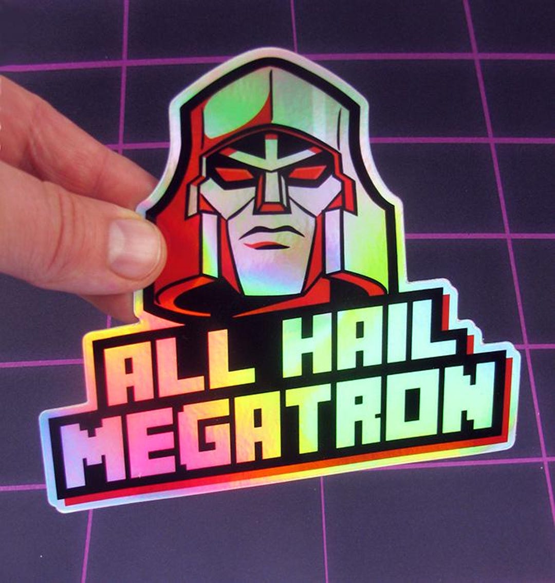 JUMBO Megatron Holographic Sticker - Transformers Die Cut Decal for ...