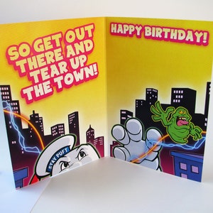 Ghostbusters Birthday Card - 5 X7" Featuring Slimer & Stay Puft ...
