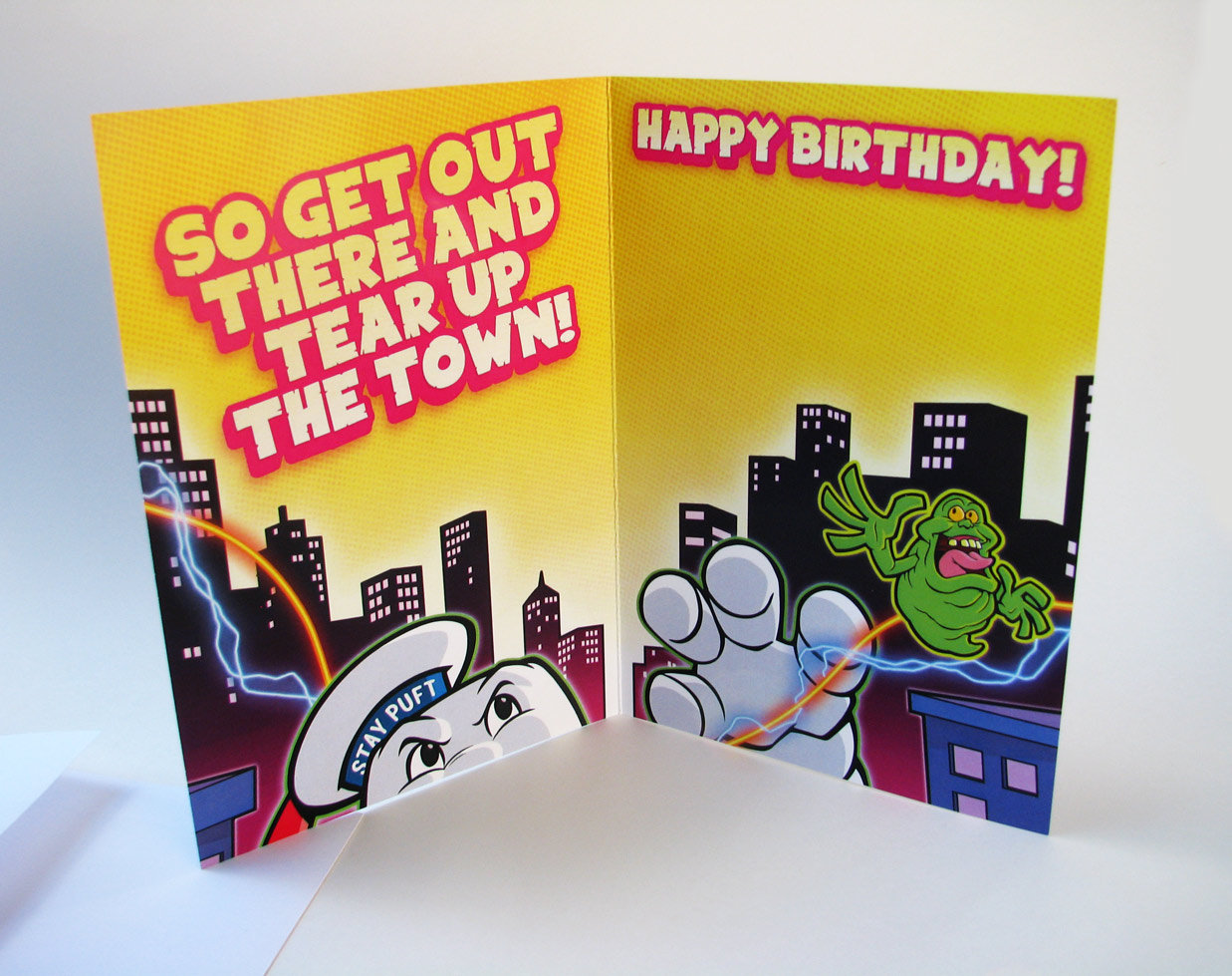 Ghostbusters Birthday Card 5 X7 Featuring Slimer & - Etsy