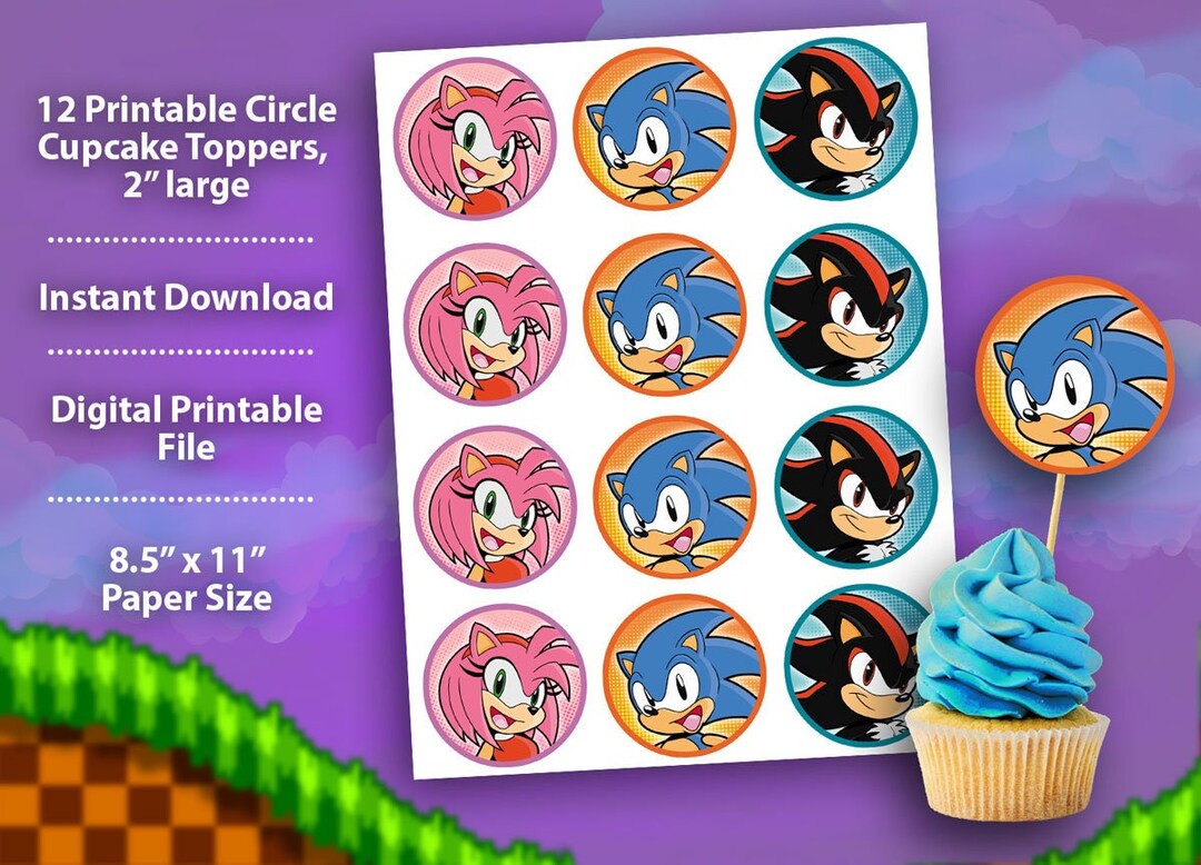 Sonic Cupcake Toppers – Amy & Shadow, Birthday Party (digital Printable ...