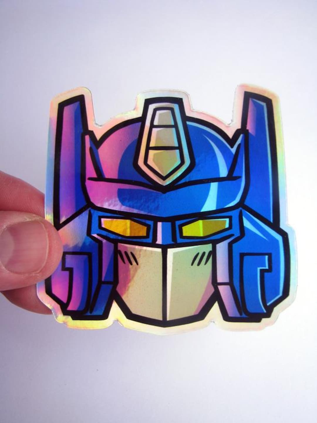 Optimus Prime G1 Toy Head Holographic Sticker - Transformers Die Cut ...