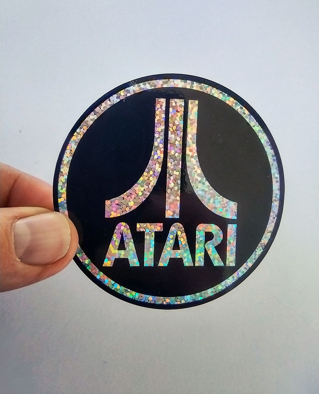 ATARI Glitter Sticker - Shiny Glitter Vinyl Logo Decal for Laptop ...