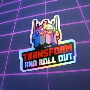 Holographic Optimus Prime Sticker – Transformers Roll Out Die Cut Decal ...